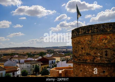 A beautiful architecture of the mediaeval town Niebla in Spain Stock ...