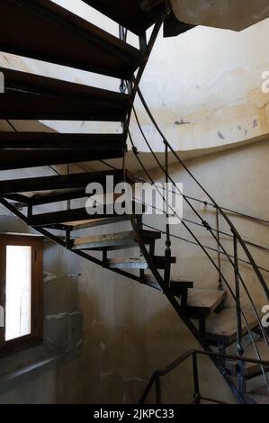 Side view of a spiral staircase pattern. Spiral stairs circle in ...