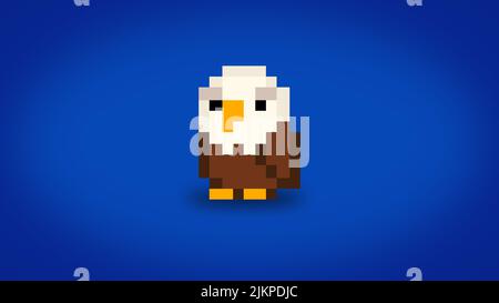 Pixel 8 bit bald eagle background - high resolution seamless pattern ...