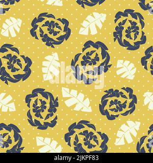Wildflower monoprint style seamless vector pattern background. Textured ...