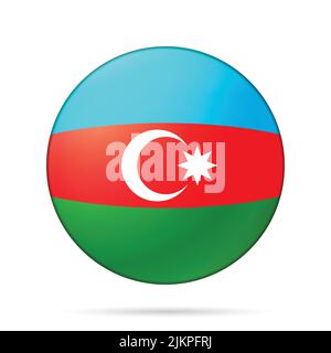 Glass light ball with flag of Azerbaijan. Round sphere, template icon ...