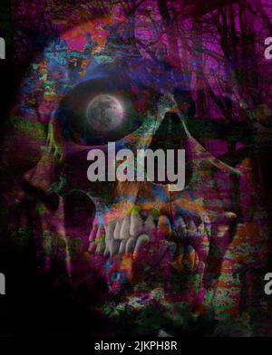 abstract colored artistic skull, graphic design concept, grunge art ...