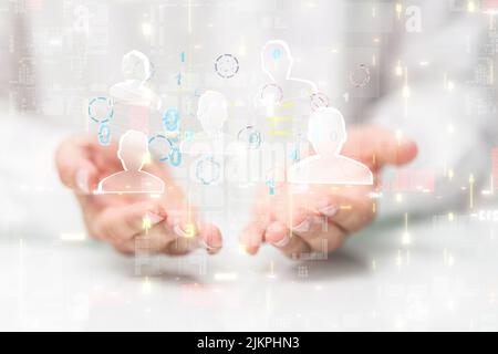 A closeup of hands holding a 3D rendered globe, teamwork and digital ...