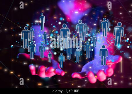 A closeup of hands holding a 3D rendered globe, teamwork and digital ...