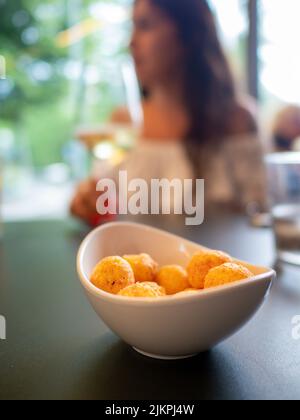 female lady having prosecco in a bar outdoors Stock Photo - Alamy