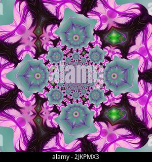 Geometric bougainvillea flowers in bright pink kaleidoscope abstract ...