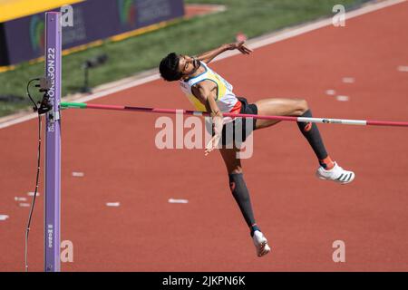 Nauraj Singh Randhawa (MAS) competes in the high jump qualifying round ...