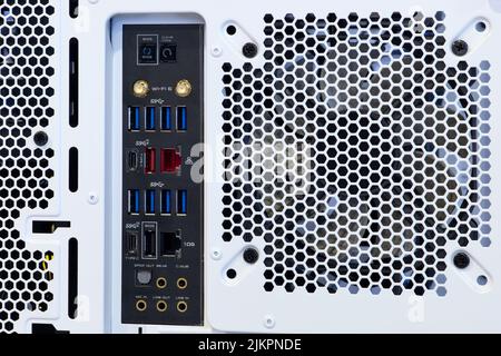 Desktop computer back panel Stock Photo - Alamy