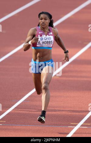 Aleia HOBBS (United States of America) crossing the finish line in the ...