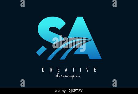 SA Letter Design with Creative Cut and Colorful Rainbow Texture. AS ...