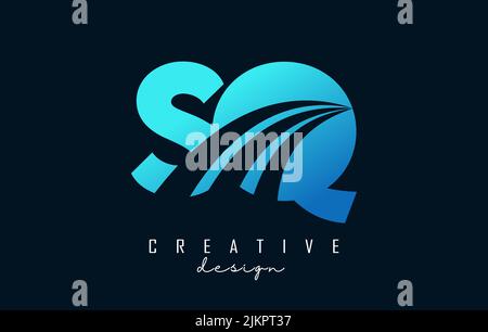 SQ Letter Design with Creative Cut and Colorful Rainbow Texture. SQ ...