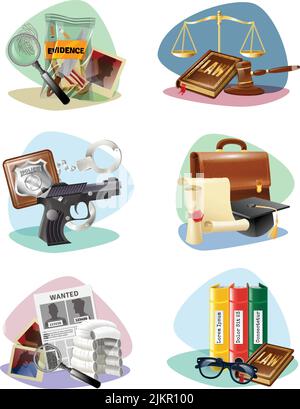 Civil law legal system symbols and criminal justice investigation ...