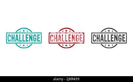 Challenge stamp icons in few color versions. Goal achieving ...