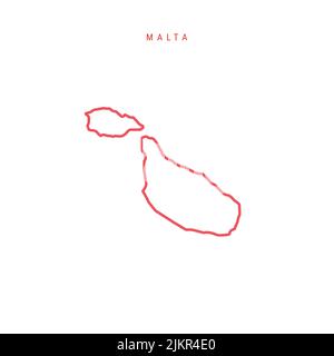 Malta country simplified map. Thin black outline contour. Simple vector ...