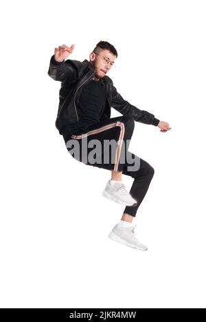 Full length photo of positive cool man hold water gun play game summer ...