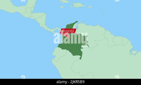 Colombia map with pin of country capital. Two types of Colombia map ...