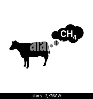 Cow CH4 black vector icon on white background Stock Vector Image & Art ...