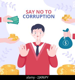 Anti Corruption Background Template Flat Cartoon Vector Illustration ...