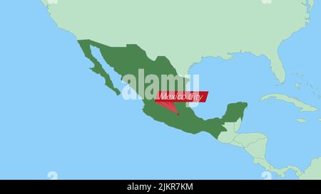 Mexico map with pin of country capital. Two types of Mexico map with ...