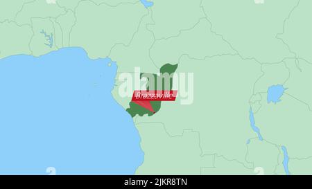 Brazzaville map, capital city of Republic of the Congo. Municipal ...