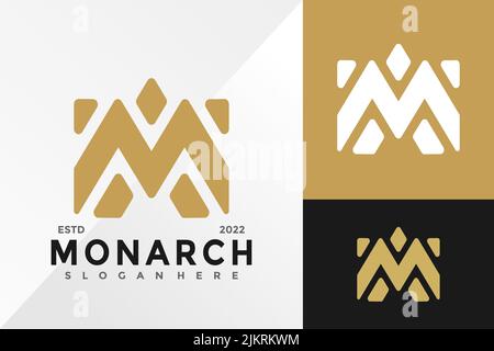 A digital illustration design of a monarch company logo template with a ...