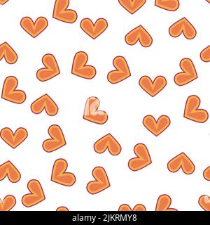 Love heart, daisies, waves of positivity retro 70s seamless pattern ...