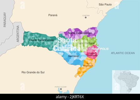 Brazil - vector map of regions Stock Vector Image & Art - Alamy