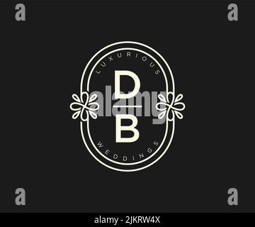 DB Initials letter Wedding monogram logos collection, hand drawn modern minimalistic and floral ...