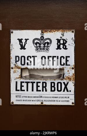 A red Victorian postbox with the cypher of Queen Victoria. Jesus Lane ...