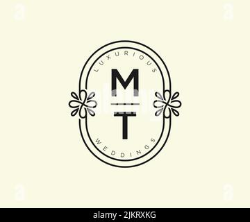 MT Initials letter Wedding monogram logos collection, hand drawn modern ...