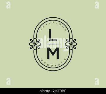 LM Initials letter Wedding monogram logos template, hand drawn modern ...
