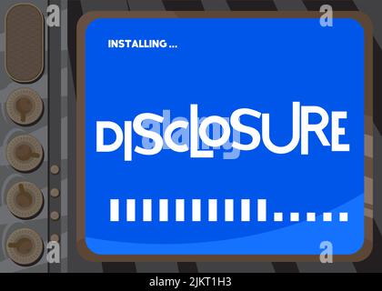 Cartoon Computer With the word Disclosure. Message of a screen ...