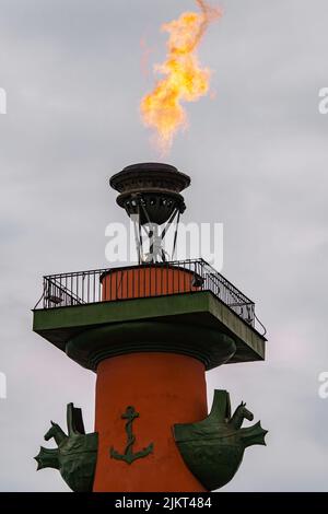 The fire of memory is lit on the rostral columns in St. Petersburg at ...