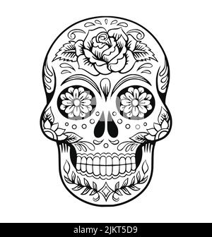 classic day of the dead style mexican skull design color vector ...