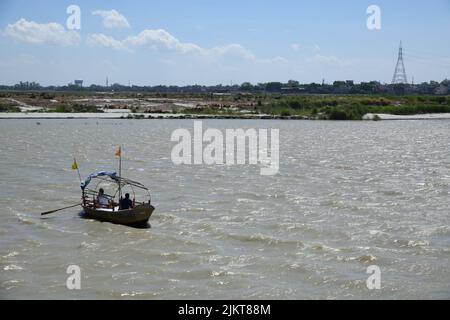 The Ganges in monsoon at Guptar Ghat or Narayan Ghat. Civil Lines ...