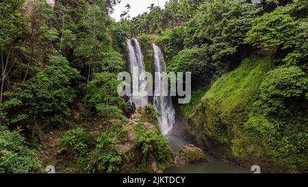 Aerial view of the Blang Kolam waterfall, Aceh, Indonesia Stock Photo ...
