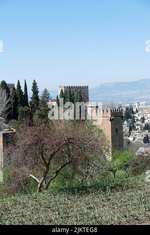 Exterior of Alhambra medieval fortress complex in Granada, Spain Stock ...