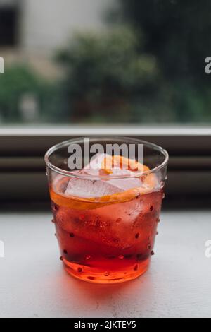 Green Negroni alcoholic cocktail drink with dry gin, aperitif, gentian ...