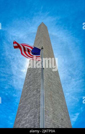 The Washington DC, nation's Capital, monuments with the USA flag from ...