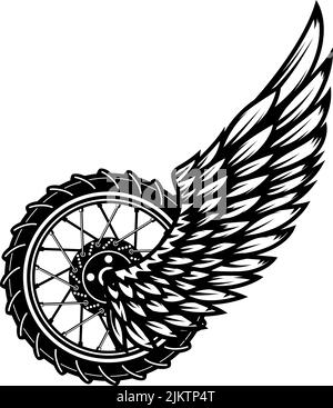 Emblem with winged wheel. Design element for logo, label, sign, emblem ...