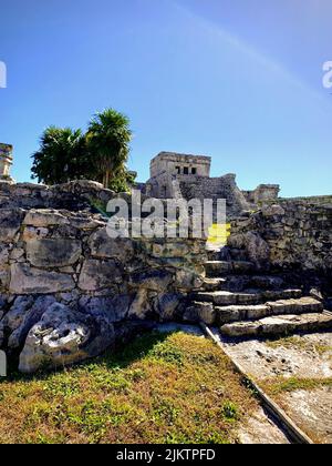 A vertical shot of the Tulum Archaeological Zone in Mexico Stock Photo ...