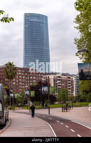 Iberdrola building seen from the city of Bilbao, Vizcaya. Basque ...