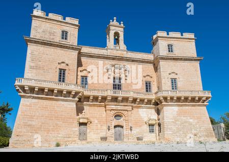 The facade of Selmun Palace or Selmun Tower, a villa built in baroque ...