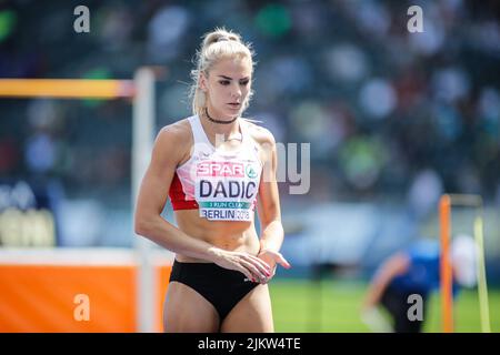 Ivona Dadic participating in the High Jump of the heptathlon at the ...