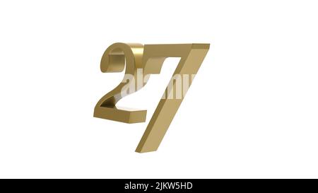 gold 27 number 3d illustration render Stock Photo - Alamy