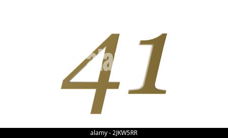 gold 41 number 3d illustration render Stock Photo - Alamy