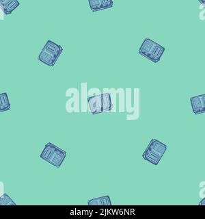 Retro radio engraved seamless pattern. Vintage media equipment in hand ...