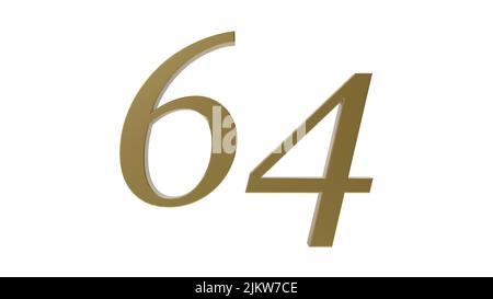 gold number 64 digit metal 3d render illustration Stock Photo - Alamy