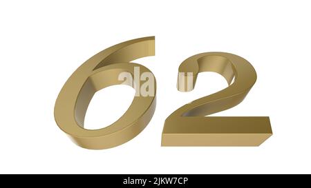 gold number 62 digit metal 3d render illustration Stock Photo - Alamy