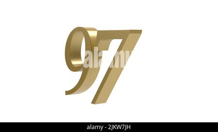 97 gold number digit metal 3d render illustration Stock Photo - Alamy